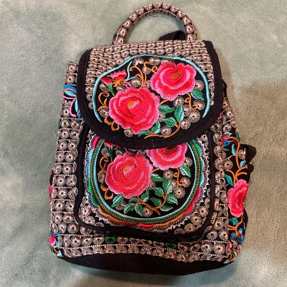 Bags | Colorful Mexican Style Mini Backpack Like New With Floral Design ...